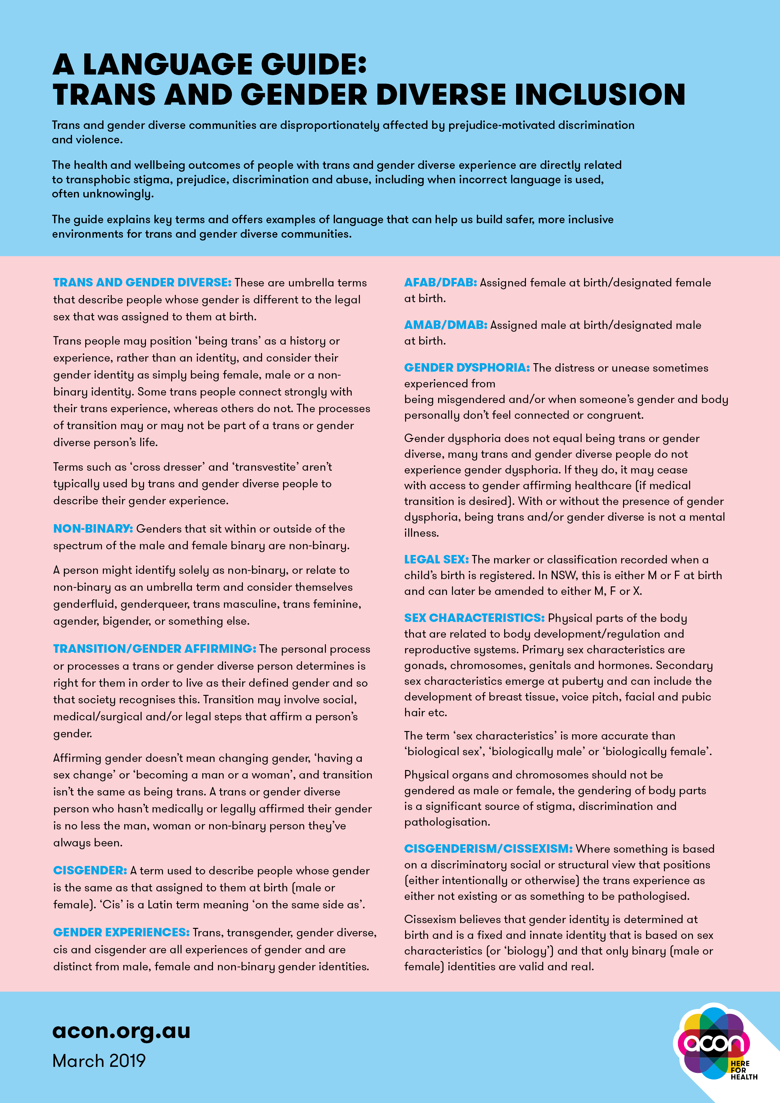 Trans And Gender Diverse People Acon We Are A New South Wales Based